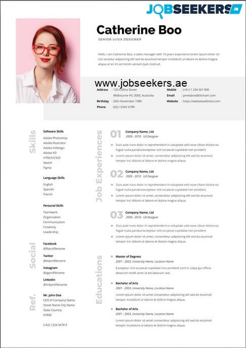 Best CV Format UAE-Dubai CV Writing Samples - Job Seekers